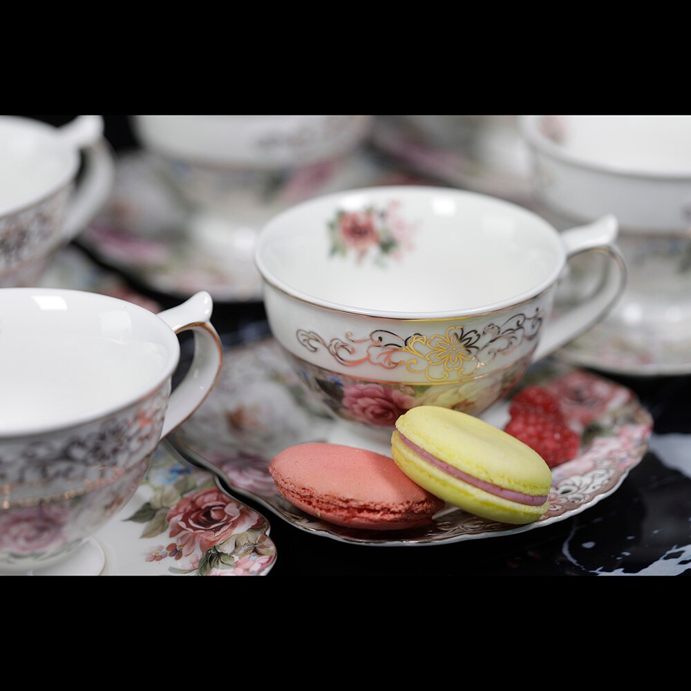 Set de 6 cesti cu 6 farfurioare si zaharnita Malooki, Luxury Collection ...