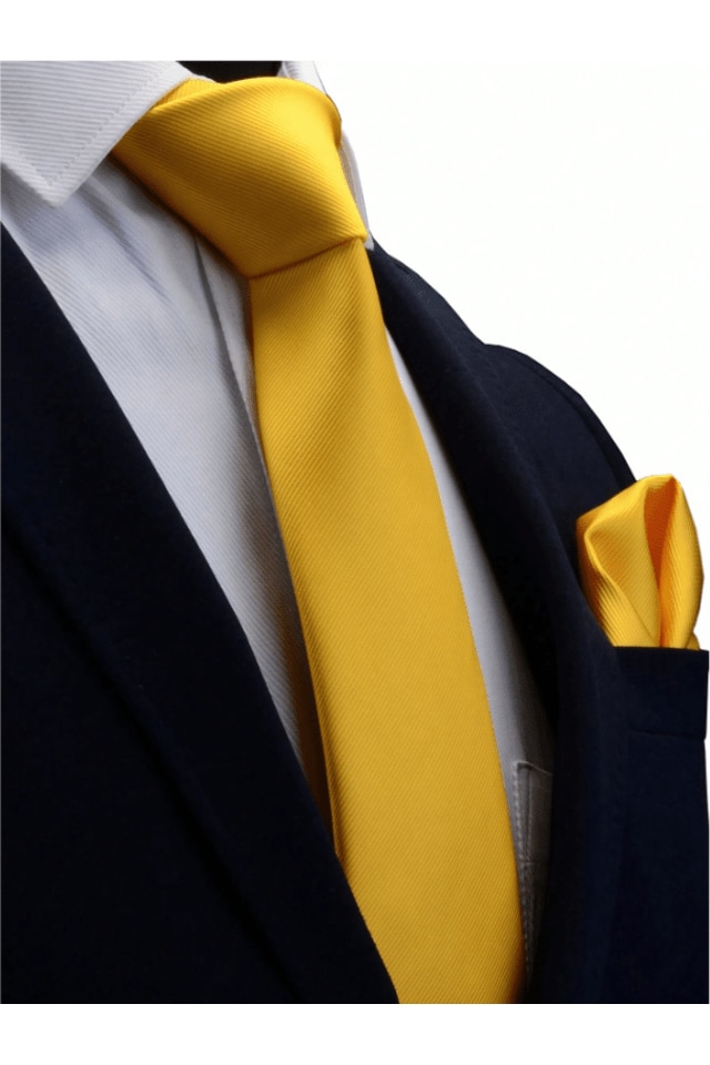 Set Cravata si Batista, Culoare Auriu, 148 x 8 cm - eMAG.ro