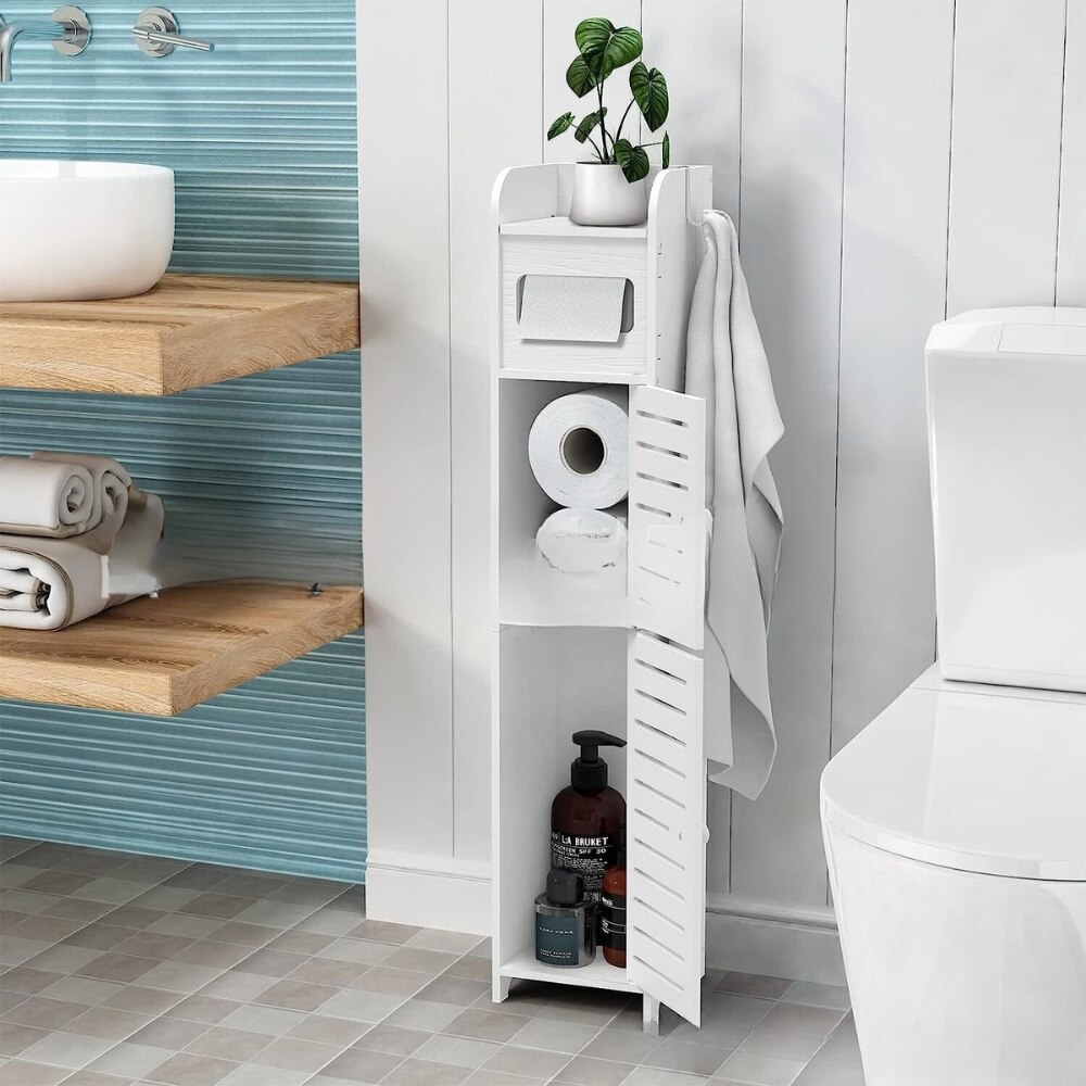 Dulap Baie Modern 2 Usi si 4 polite de depozitare, cu Suport pentru ...