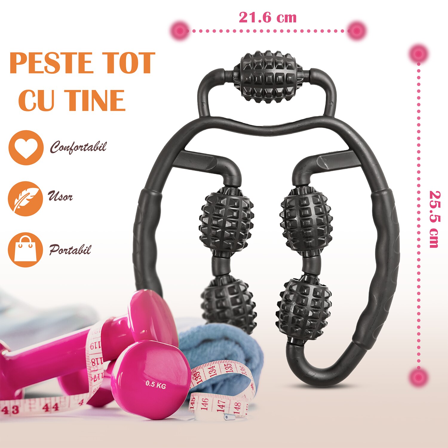 Dispozitiv pentru masaj anticelulitic si relaxare musculara, 5 role ...