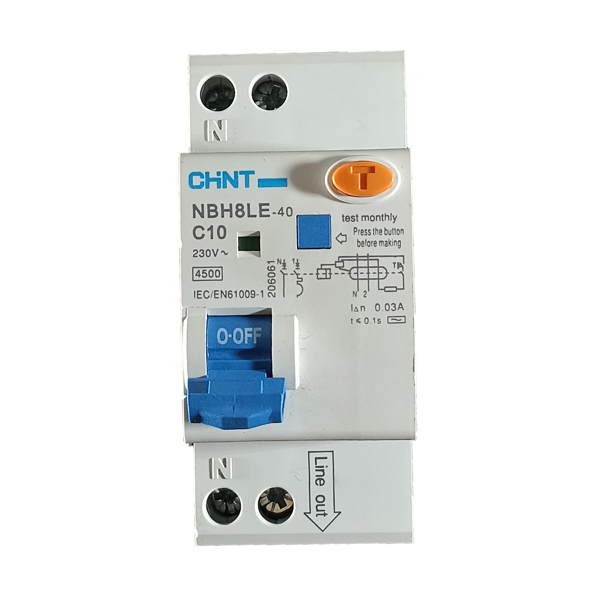 Siguranta automata cu protectie diferentiala de tip Disjunctor Chint NBH8LE, 10A, 1P+N, C 30MA ...