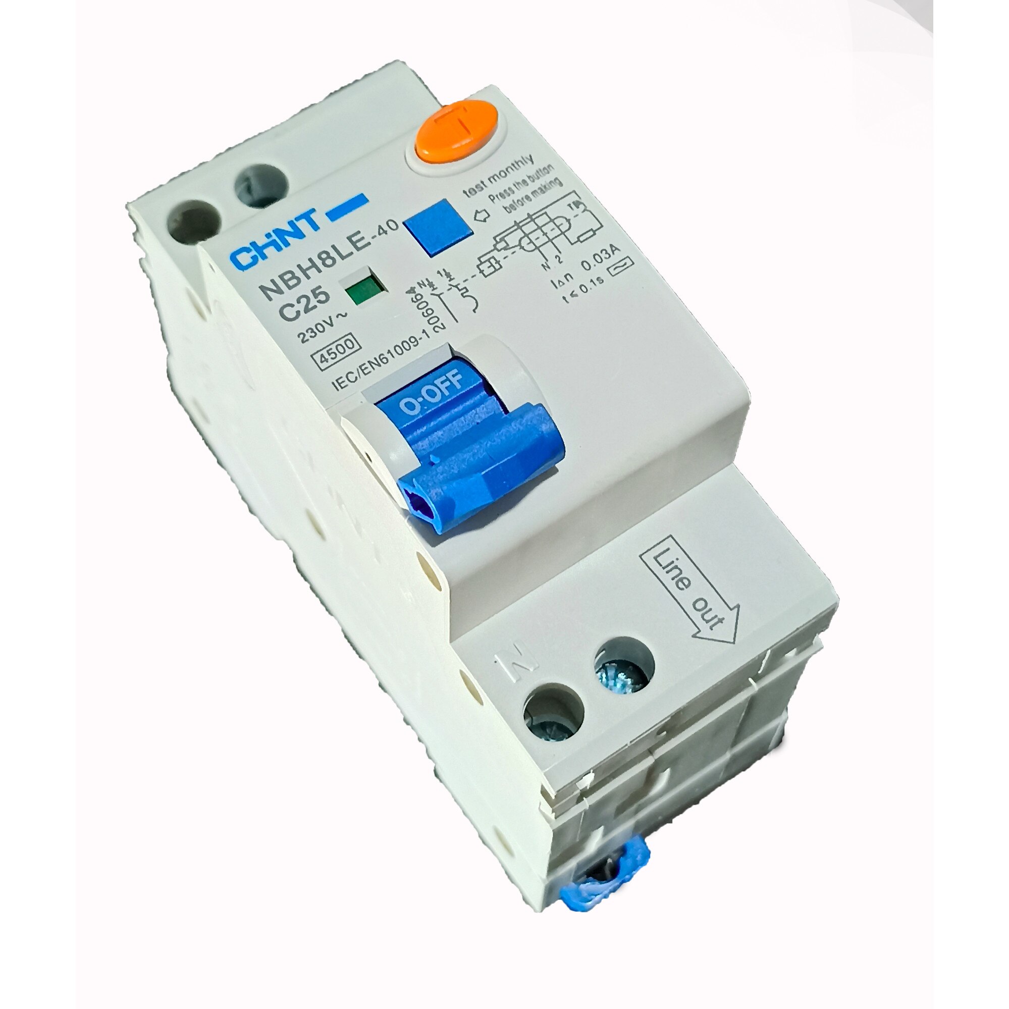 Siguranta automata cu protectie diferentiala de tip Disjunctor Chint NBH8LE, 25A, 1P+N, C 30MA ...