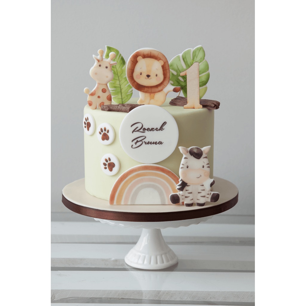 Set 12 decoratiuni, Tort Safari, 2D, Multicolor - eMAG.ro