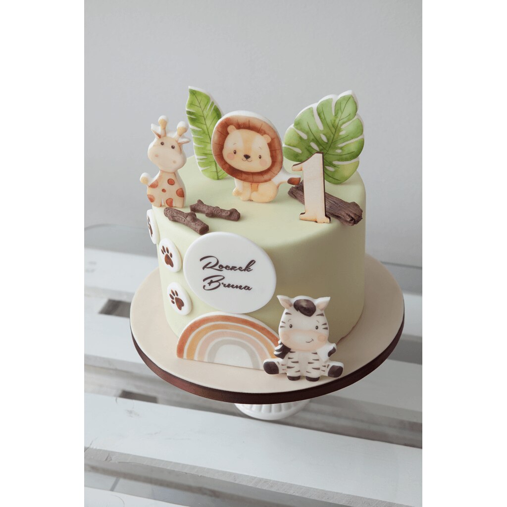 Set 12 decoratiuni, Tort Safari, 2D, Multicolor - eMAG.ro