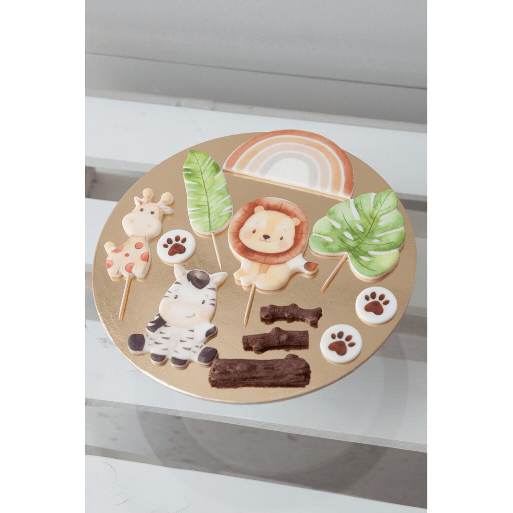 Set 12 decoratiuni, Tort Safari, 2D, Multicolor - eMAG.ro