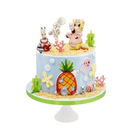 Set 18 decoratiuni pentru tort, SpongeBob, Multicolor - eMAG.ro