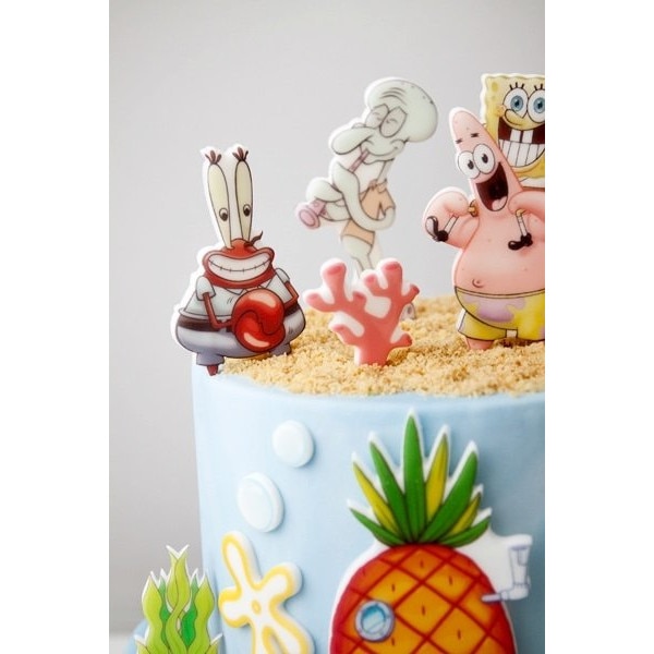 Set 18 decoratiuni pentru tort, SpongeBob, Multicolor - eMAG.ro
