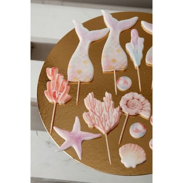 Set 19 decoratiuni pentru tort, Sirena, 2D - eMAG.ro