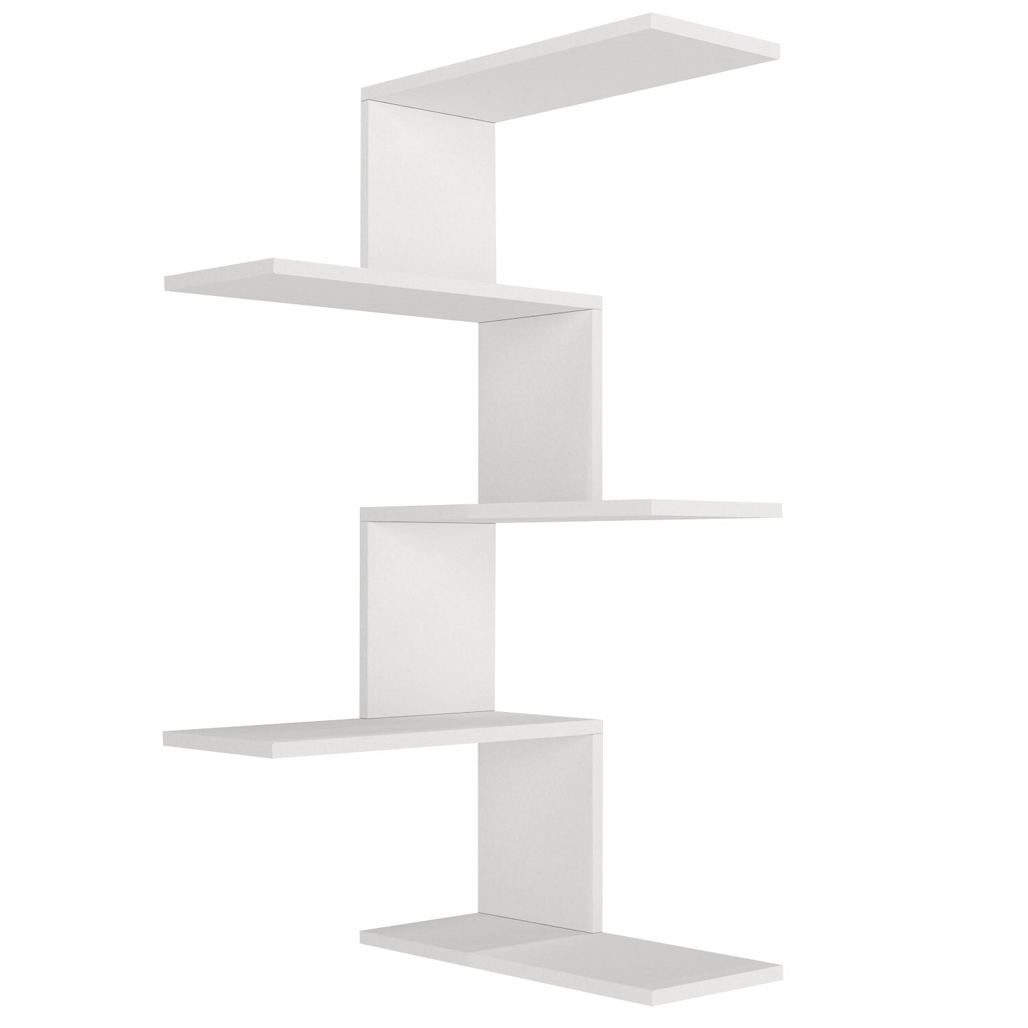 Etajera de perete pentru colt UnicUtil, 52 x 52 x 109 cm, Alb - eMAG.ro