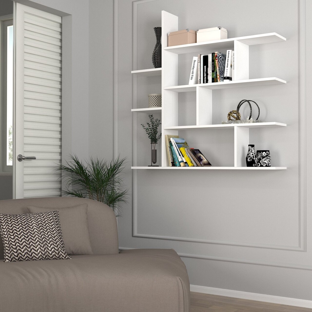 Etajera de Perete UnicUtil®, 120 x 22 x 122 cm, Cu Rafturi Orizontale ...