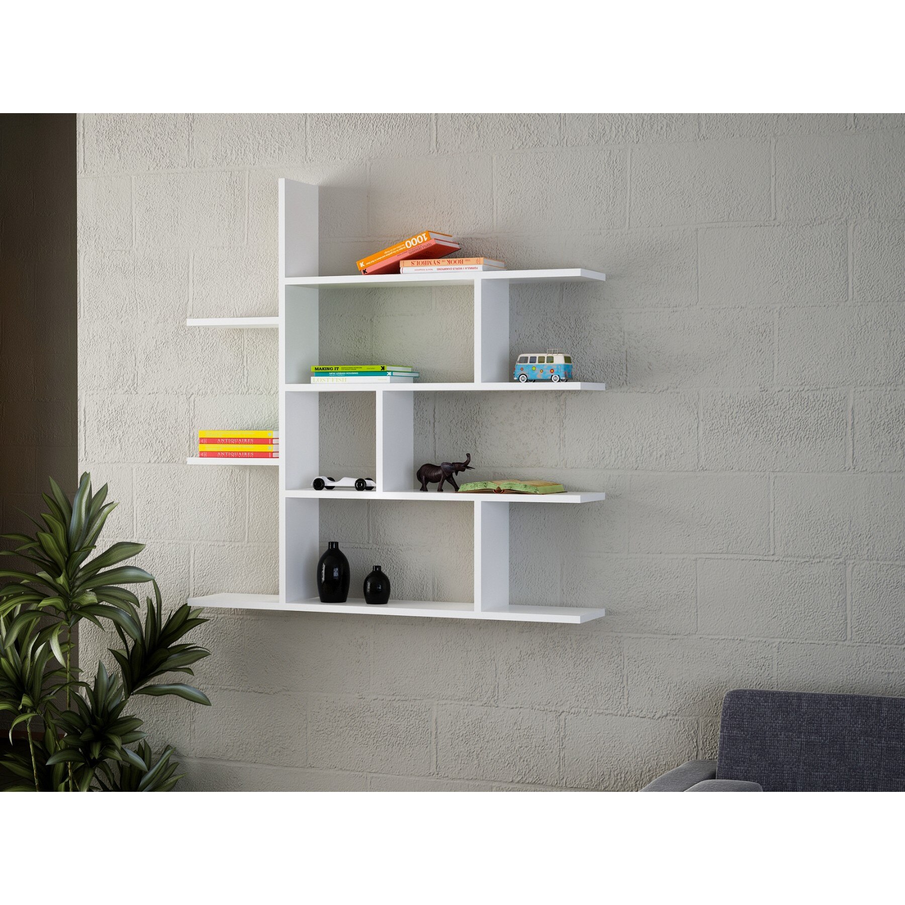 Etajera de Perete, UnicUtil, 120 x 22 x 122 cm, Alb - eMAG.ro