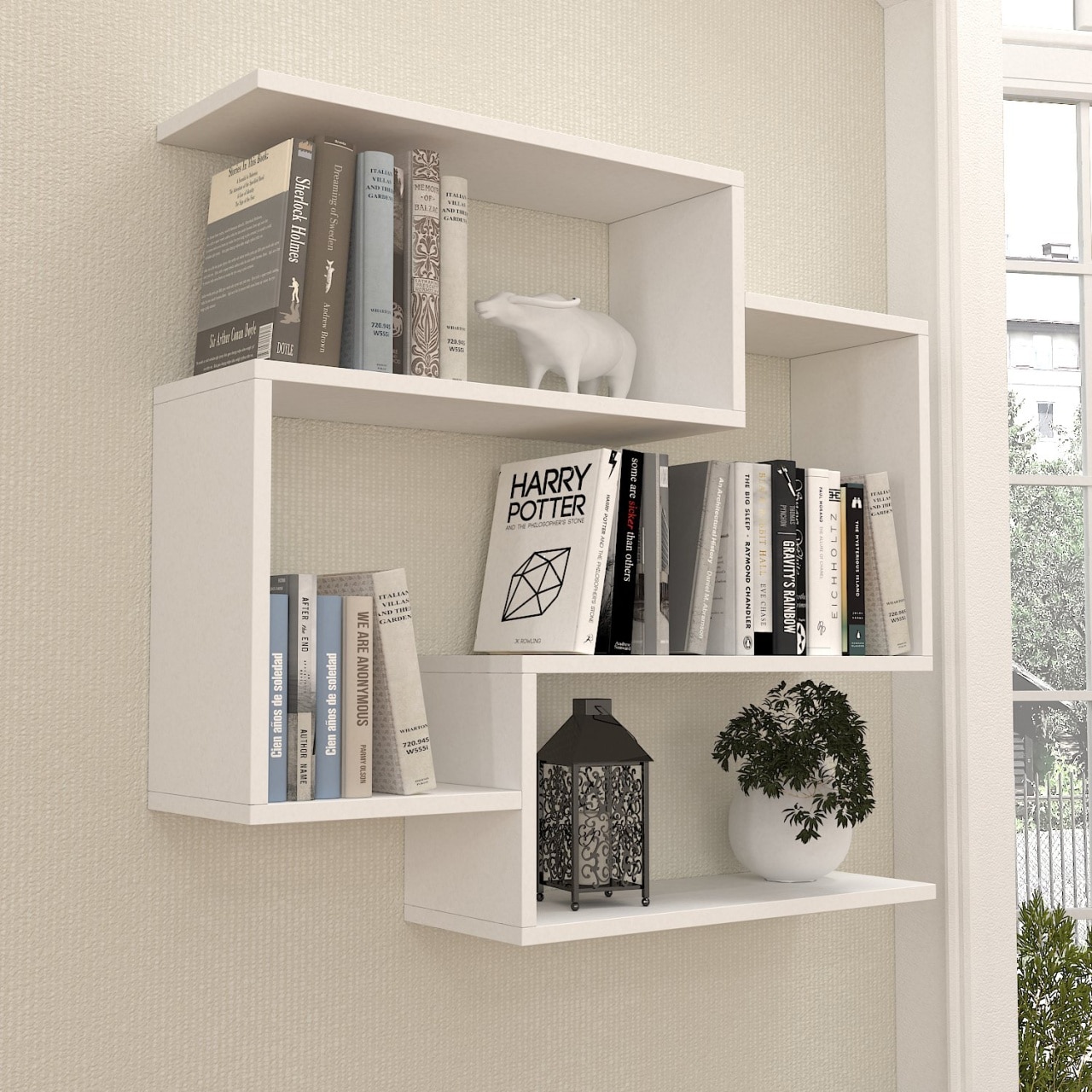 Etajera Perete®, Etajera Moderna cu 4 Rafturi, 90 x 22 x 82 cm, Design ...