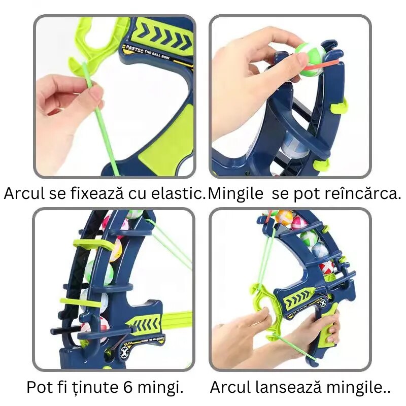 Joc Darts pentru Copii cu Arc Elastic, Tinta Dinozaur, Include 6 Mingi ...