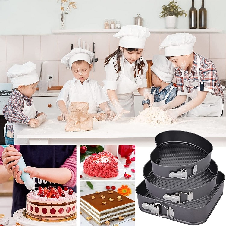 Set 3 tavi pentru copt prajituri/tort, Forma Inima/Rotund/Patrat ...