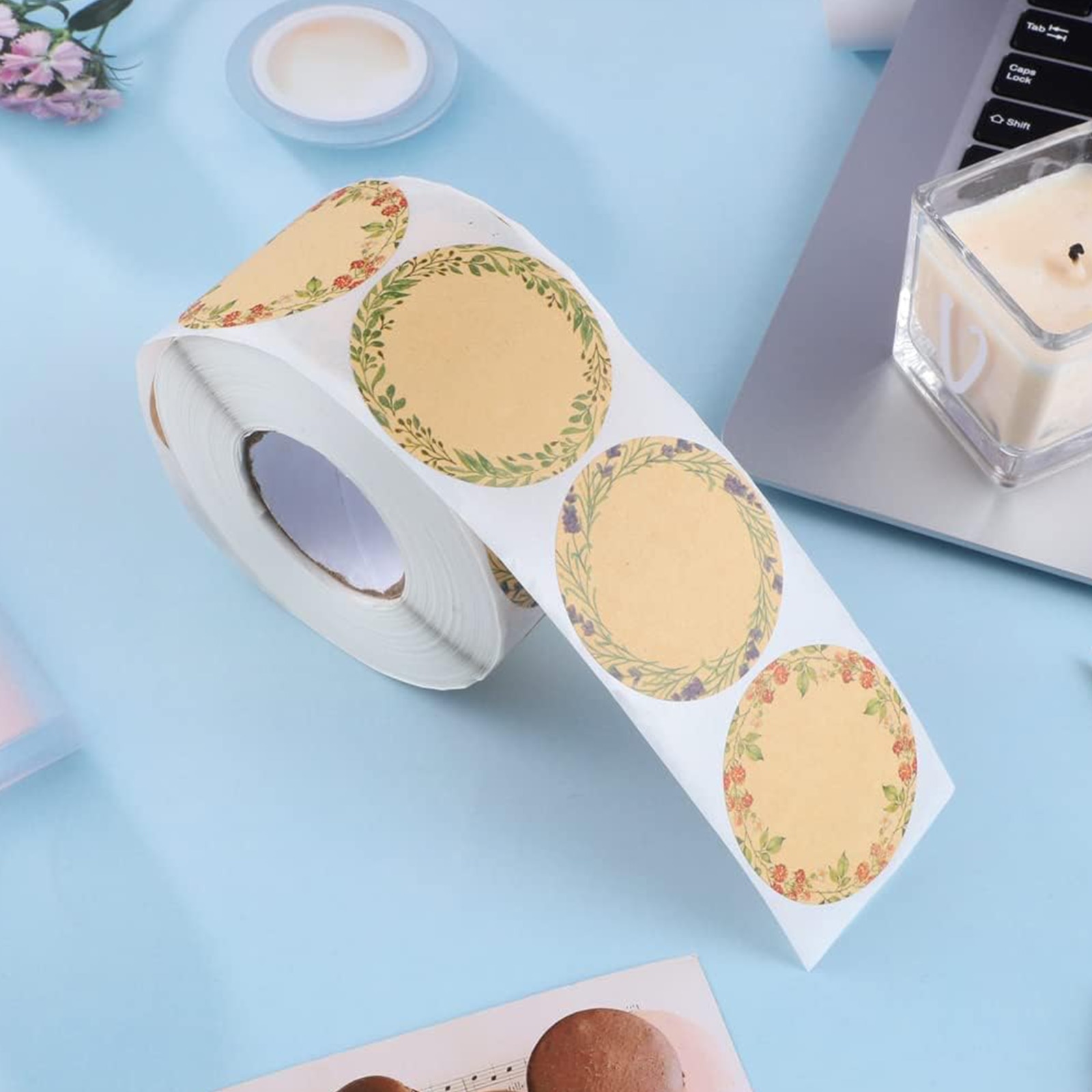 Set 500 etichete autoadezive, NUODWELL, Cu 3 tipuri diferite de modele de modele de ghirlande ...