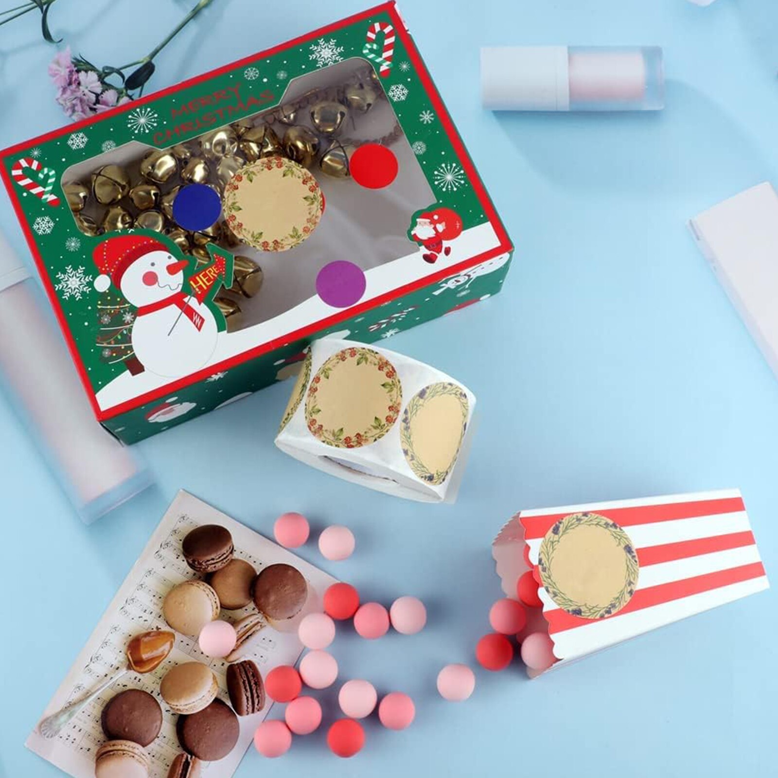 Set 500 etichete autoadezive, NUODWELL, Cu 3 tipuri diferite de modele de modele de ghirlande ...