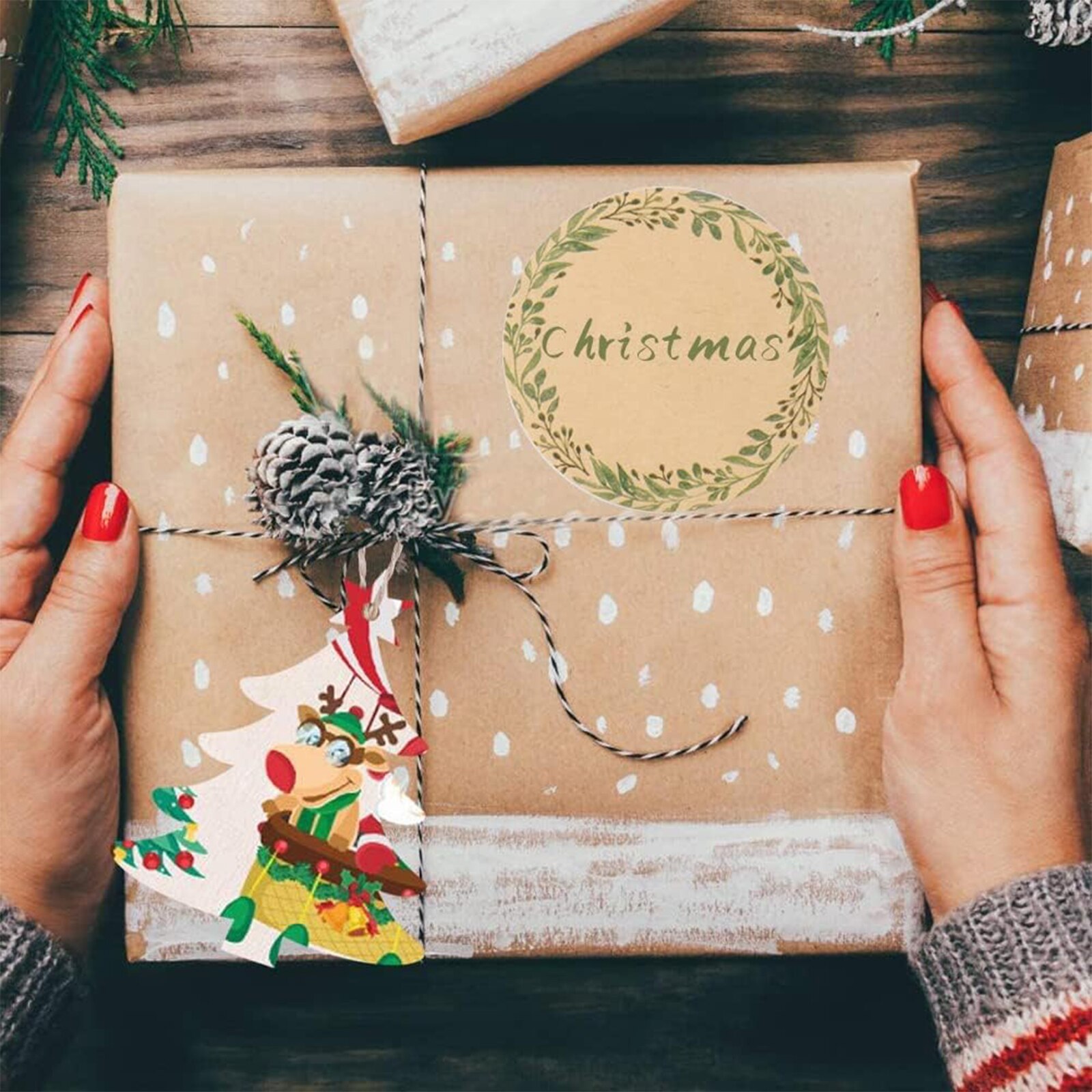 Set 500 etichete autoadezive, NUODWELL, Cu 3 tipuri diferite de modele de modele de ghirlande ...