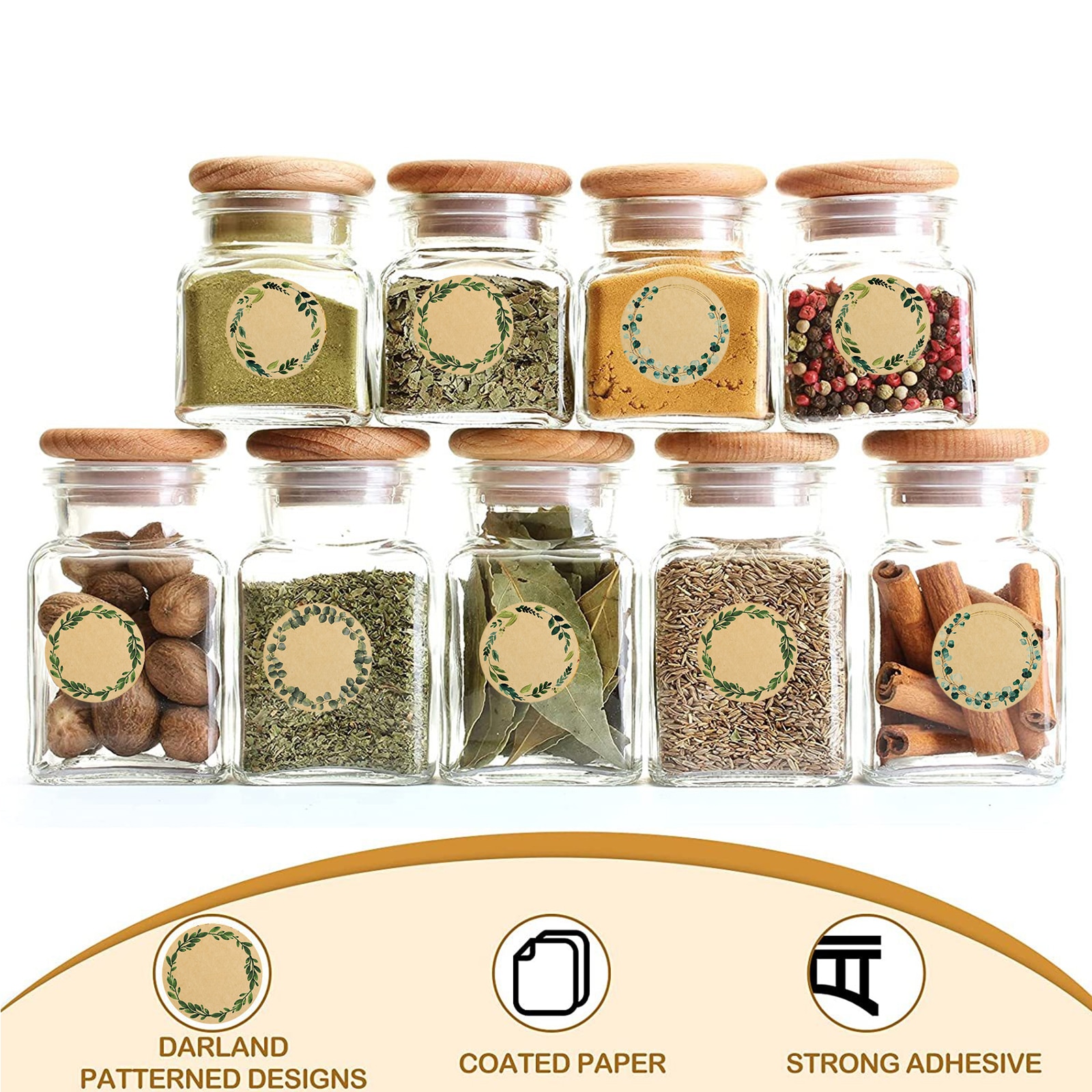 Set 500 etichete autoadezive, NUODWELL, Cu 4 stiluri diferite de model botanic, Usor de scris pe ...