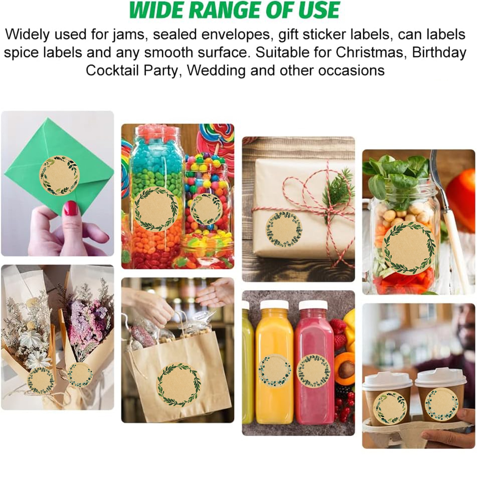 Set 500 etichete autoadezive, NUODWELL, Cu 4 stiluri diferite de model botanic, Usor de scris pe ...