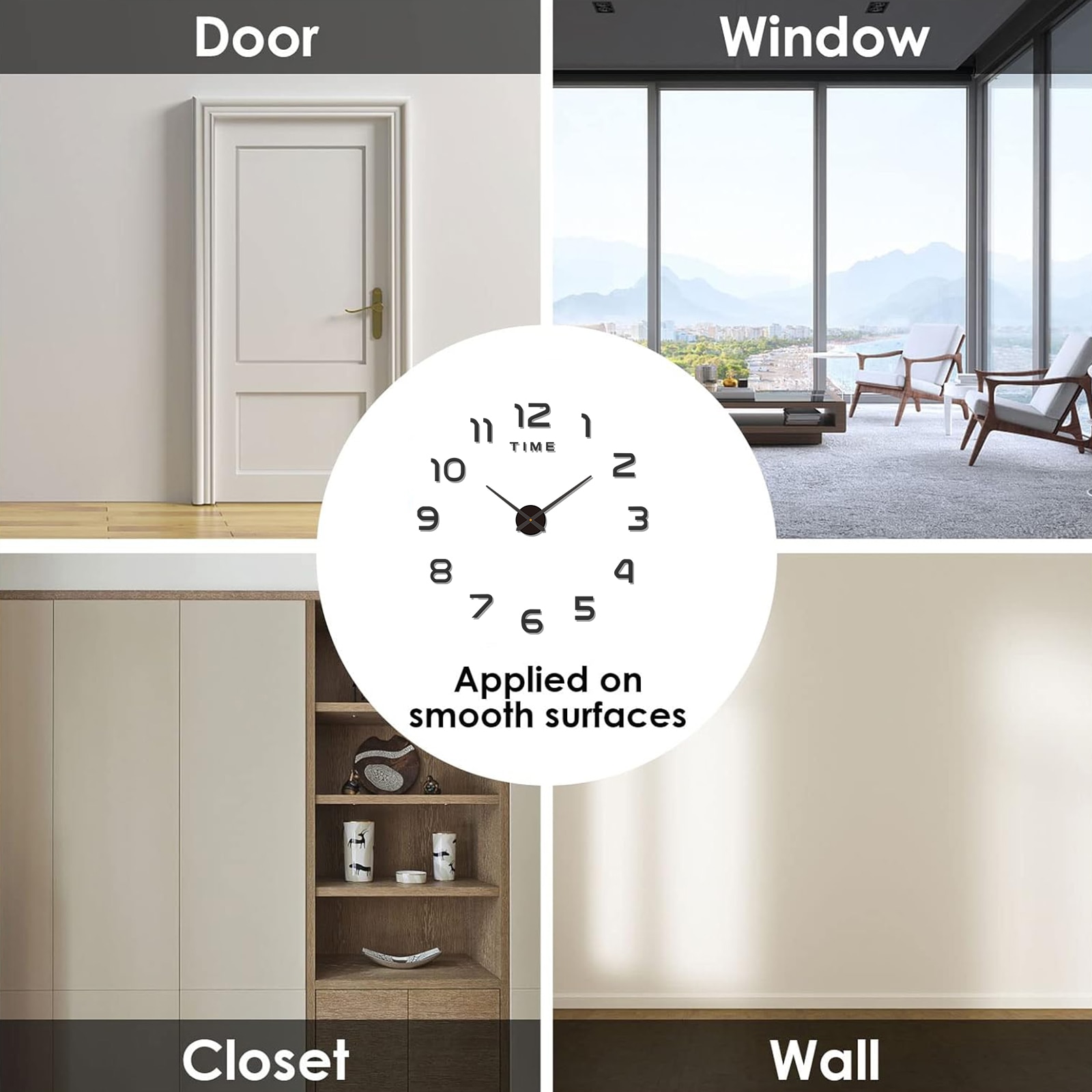 Ceas decorativ pentru perete, NUODWELL, Efect 3D, Usor de instalat ...