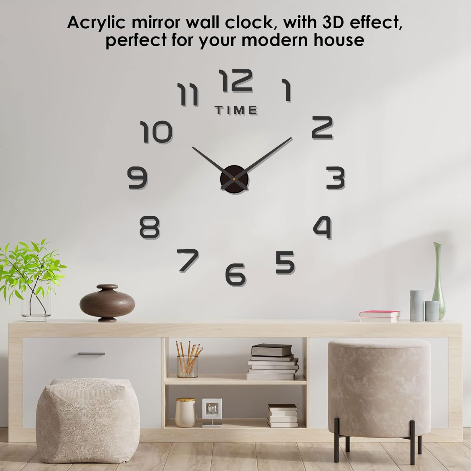 Ceas decorativ pentru perete, NUODWELL, Efect 3D, Usor de instalat ...