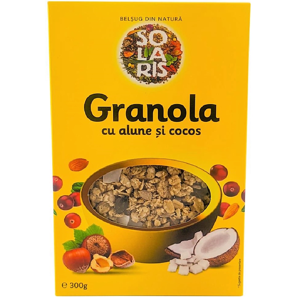 Granola din fulgi integrali de ovaz, cu Alune si Cocos, 300gr, Solaris ...