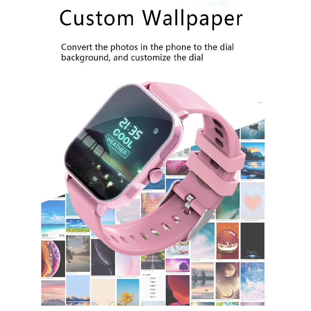 Smartwatch A21 Plus, 1.83Inch, Compatibil cu iOS/Android, 2 Curele, Roz ...