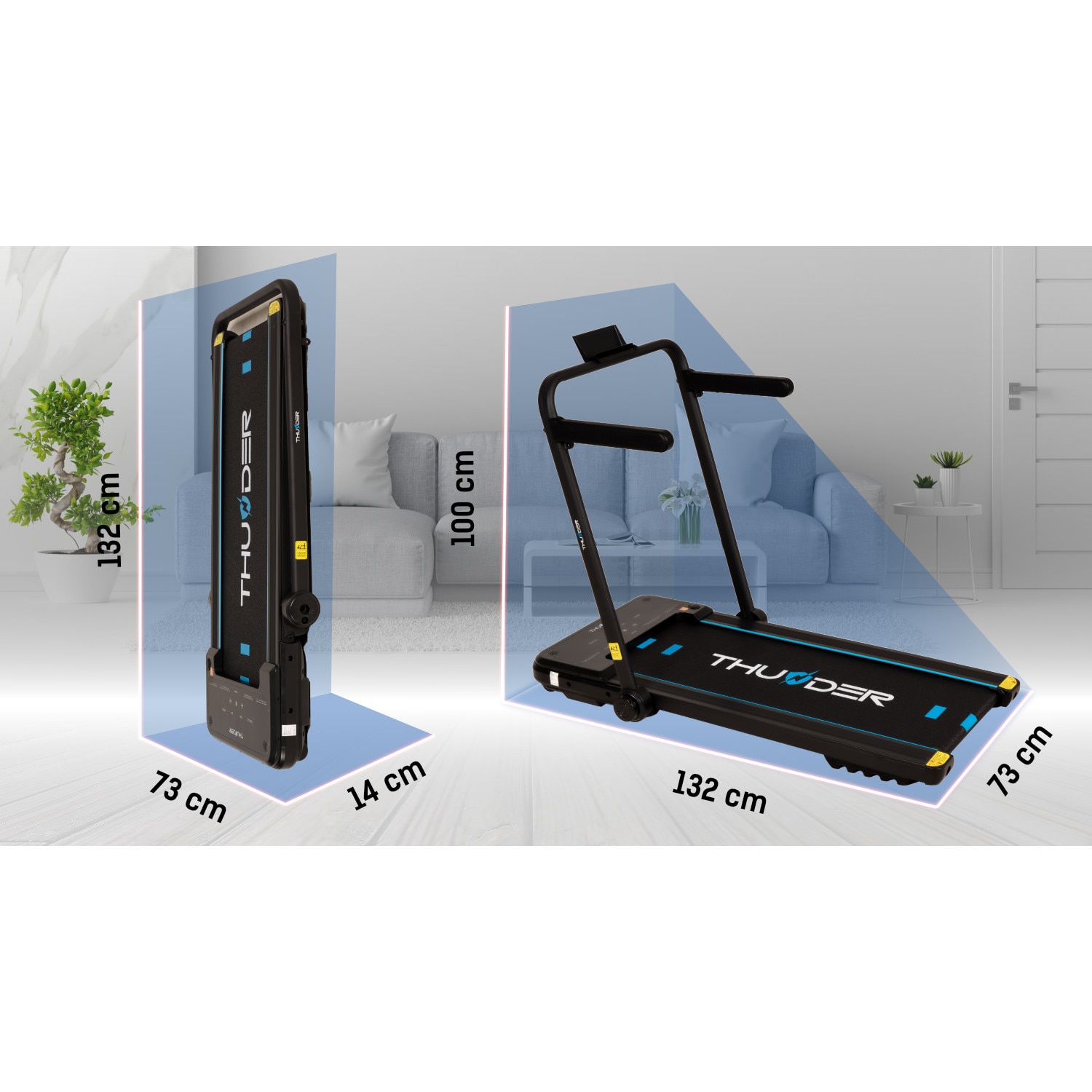 Elektromos futópad, Thunder, Impact-Black, Bluetooth, maximális ...