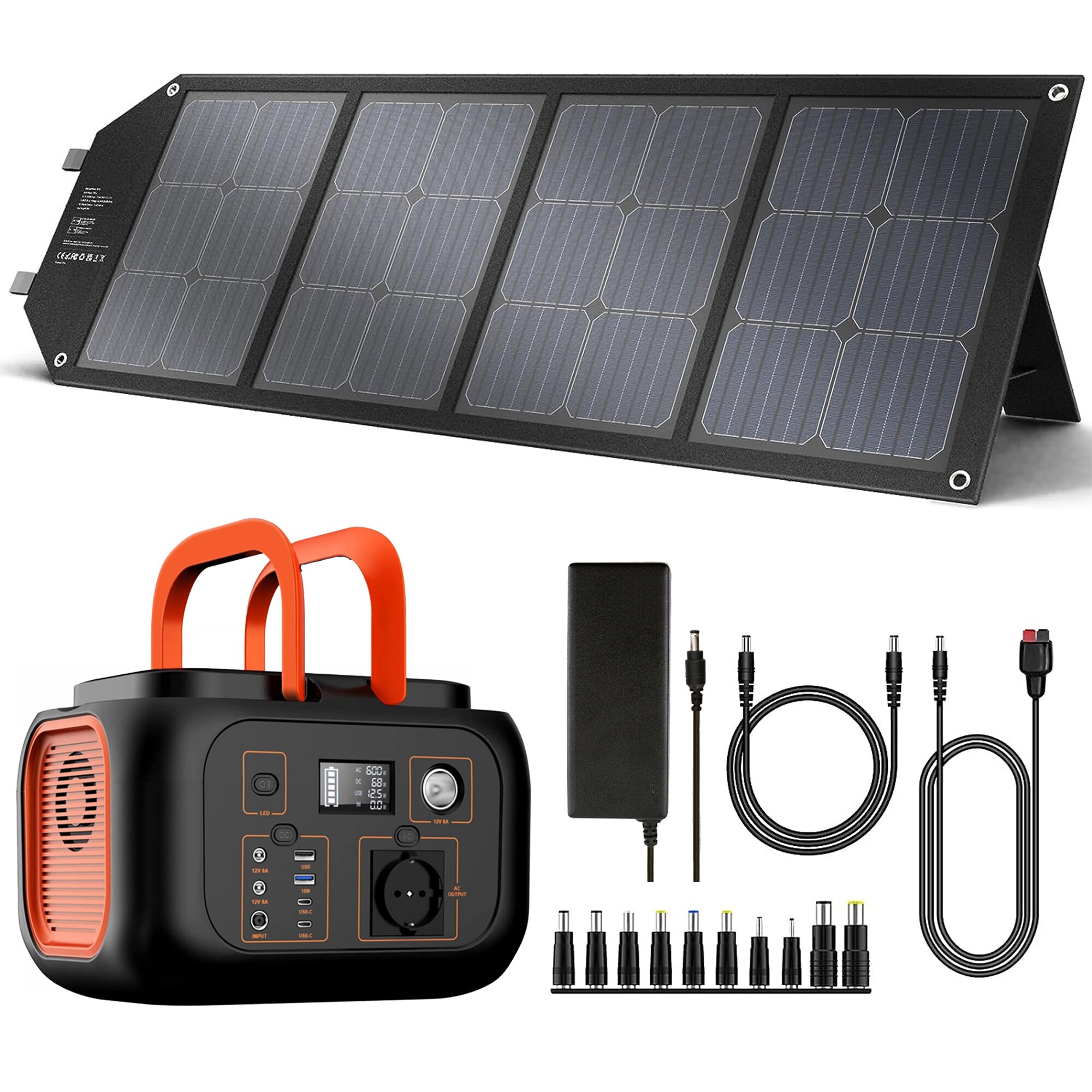 Set Power station portabil, PNI GreenHouse SP600 cu panou solar, 100W ...