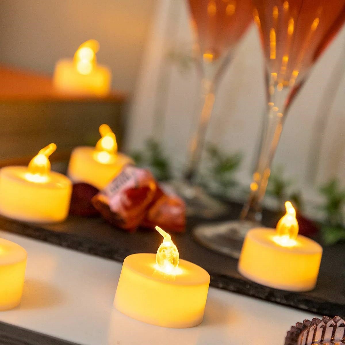 Set de 12 lumanari electrice cu LED, efect de flacara reala, lumina ...