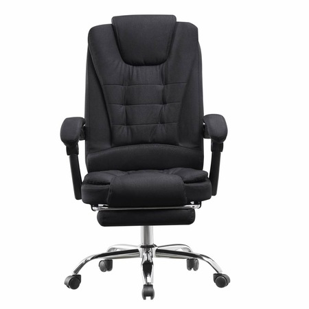 Scaun directorial, suport picioare, reglabil, Material textil, Negru ...