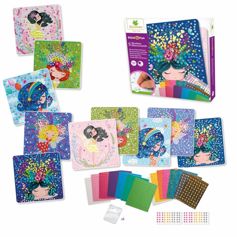 Joc educativ si creativ cu 1000 piese de mozaic si planse cu printese ...