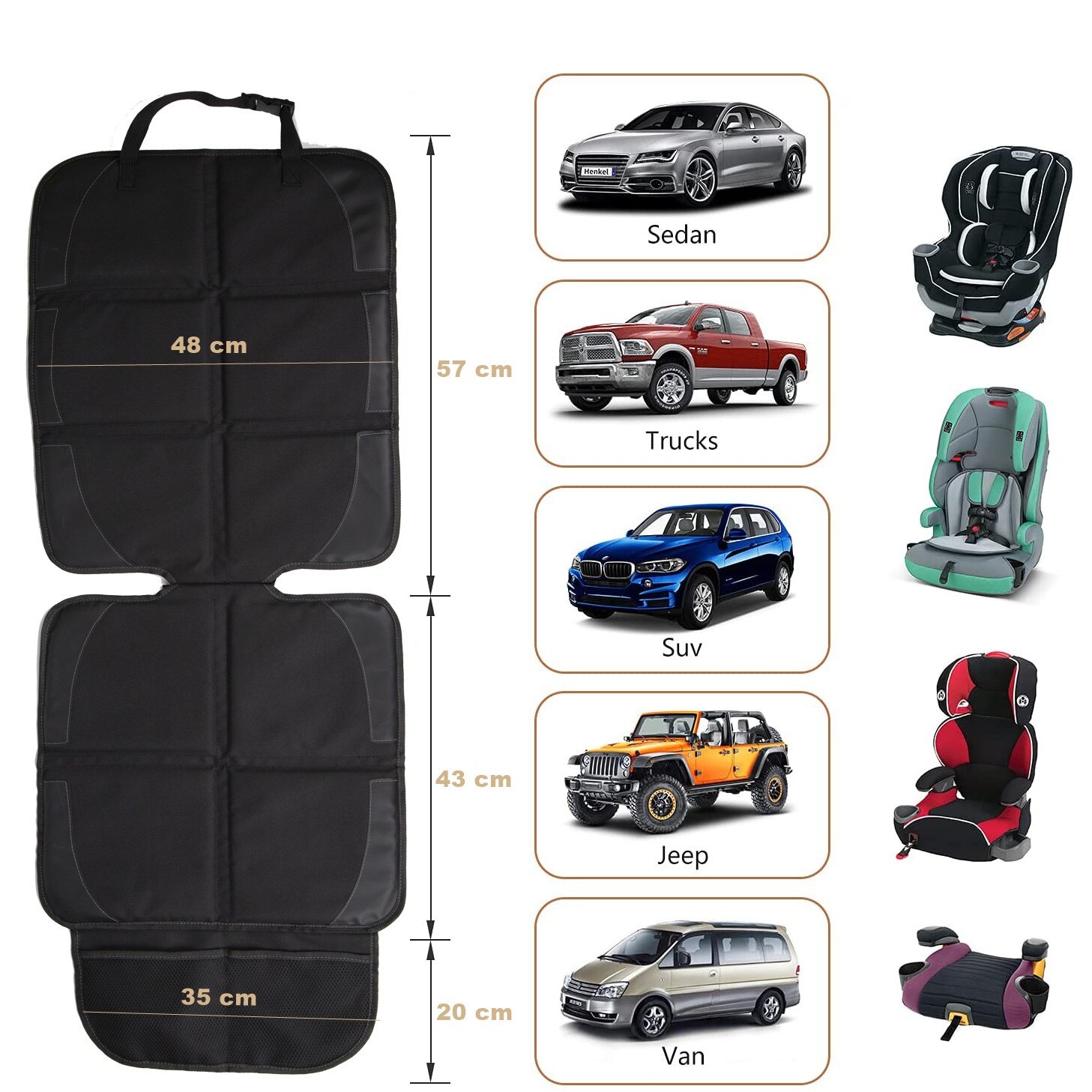 Husa Protectie Bancheta Auto FizioTab®, 2 Buzunare de Depozitare ...