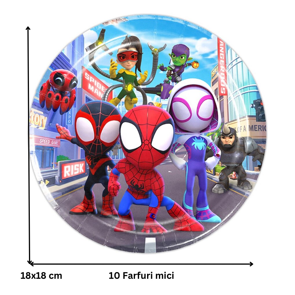 Set vesela pentru 10 copii, Miles Morales, Spider-man, Petrecere ...