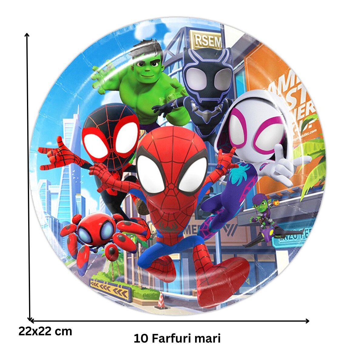 Set vesela pentru 10 copii, Miles Morales, Spider-man, Petrecere ...