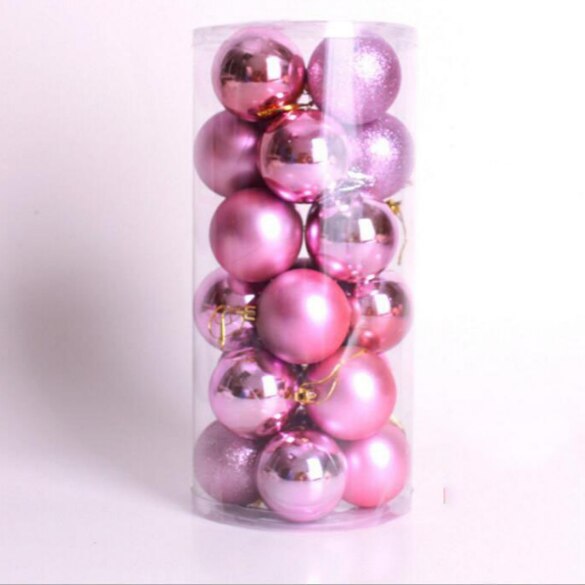 Set 24 globuri de Craciun roz, 3 cm - eMAG.ro
