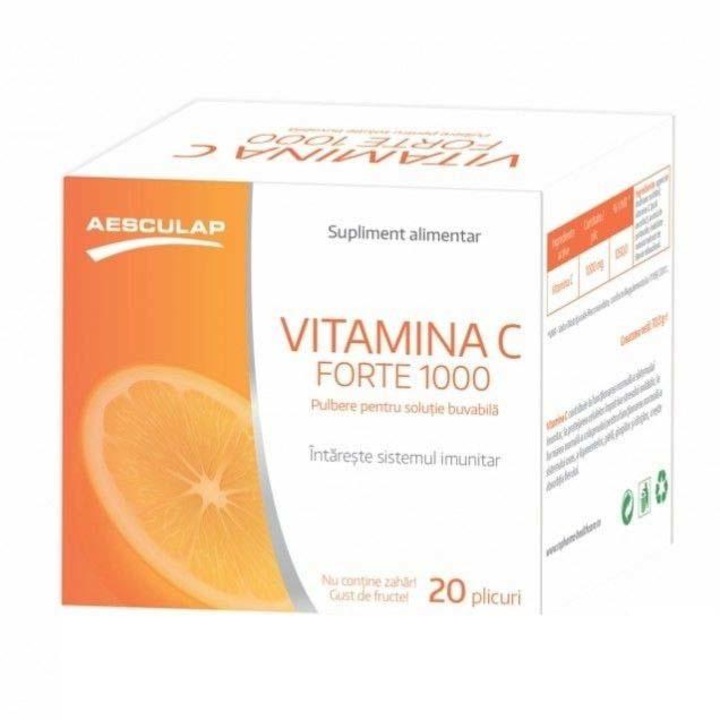 Vitamina C Forte 1000 miligrame 20 plicuri Aesculap - eMAG.ro