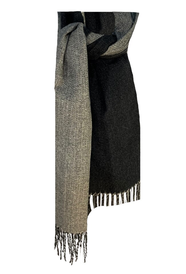 Fular tip sal, cu doua fete uni, Dacali, negru glossy, 185x75 cm - eMAG.ro