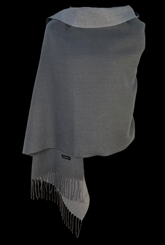 Fular tip sal, cu doua fete uni, Dacali, gri melange, 185x75 cm - eMAG.ro
