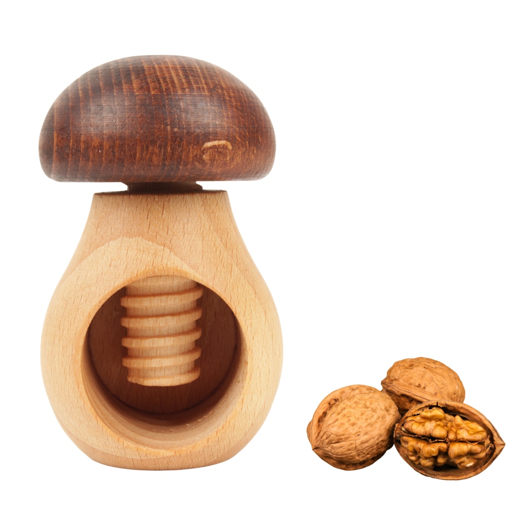 Spargator de nuci, Woodcarver, Model ciuperca, Lemn, 95x57 mm, Maro ...
