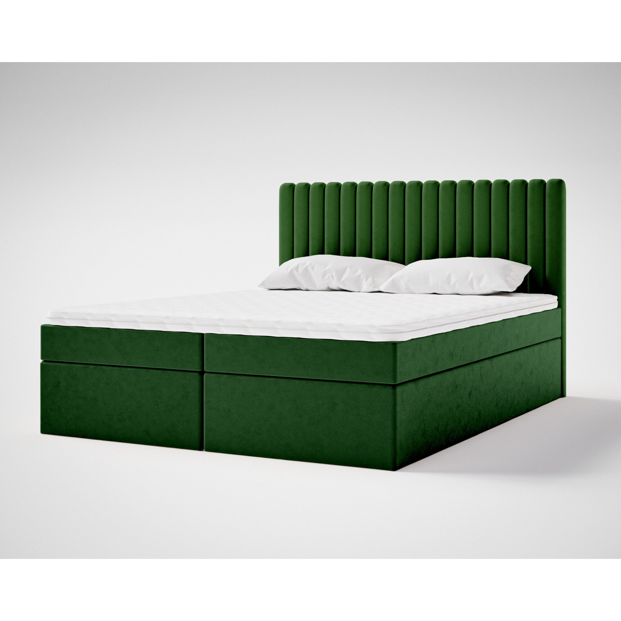 Pat box spring, Emporius Daliro, Lemn/Catifea, 160x200 cm, Verde - eMAG.ro
