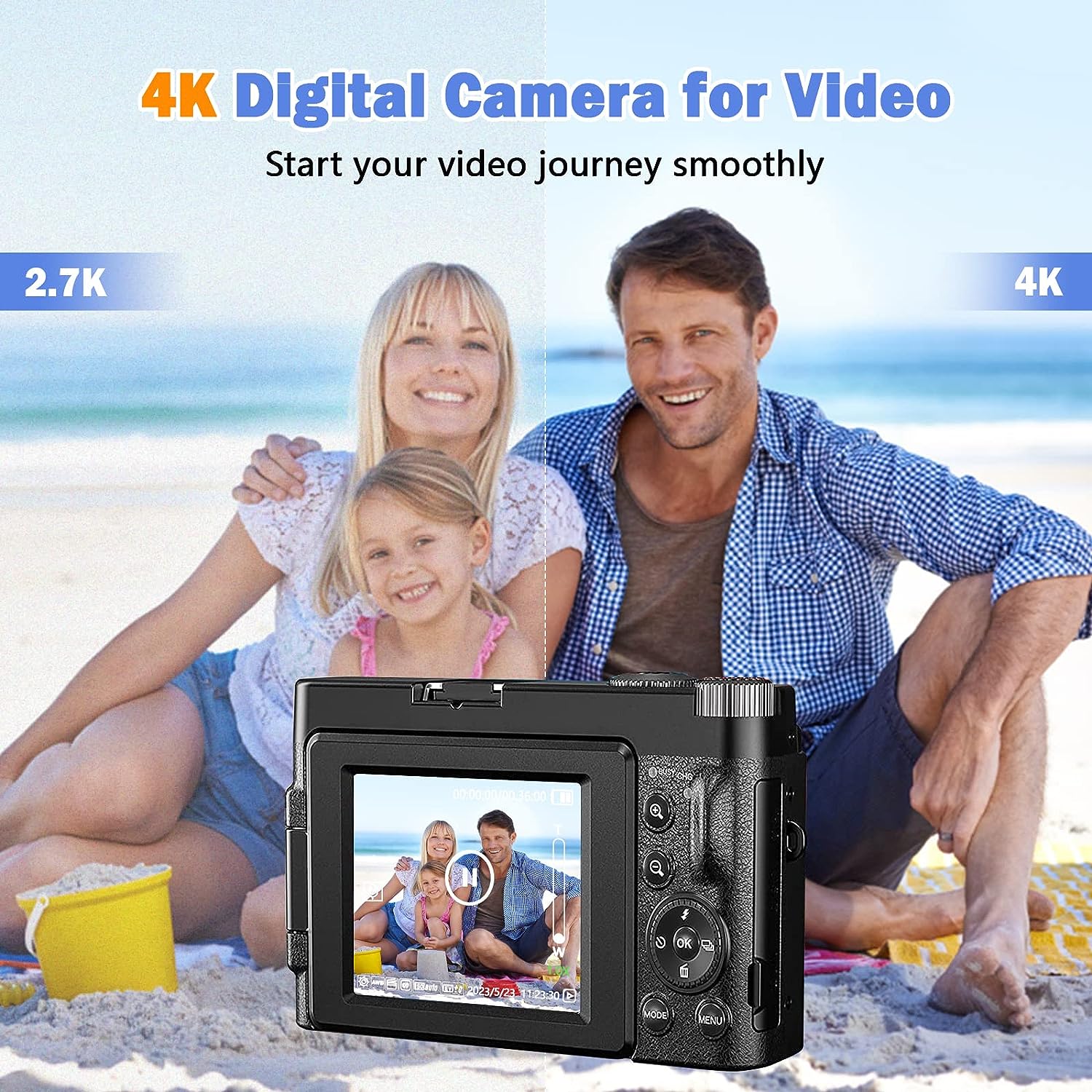 Camera video digitala, 4K, zoom digital 16X, 48 MP, wifi, live, ecran 3 ...