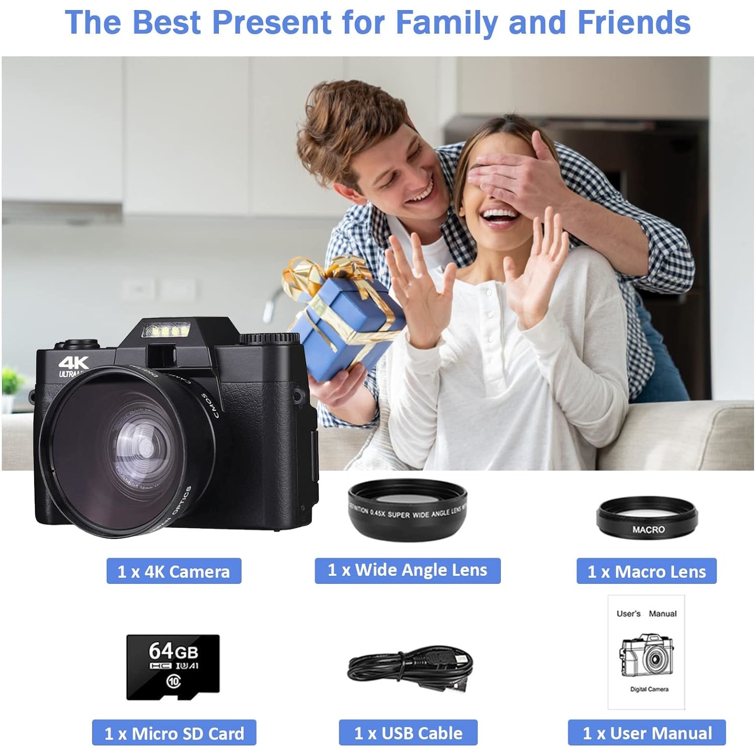 Camera video digitala, 4K, zoom digital 16X, 48 MP, wifi, live, ecran 3 ...