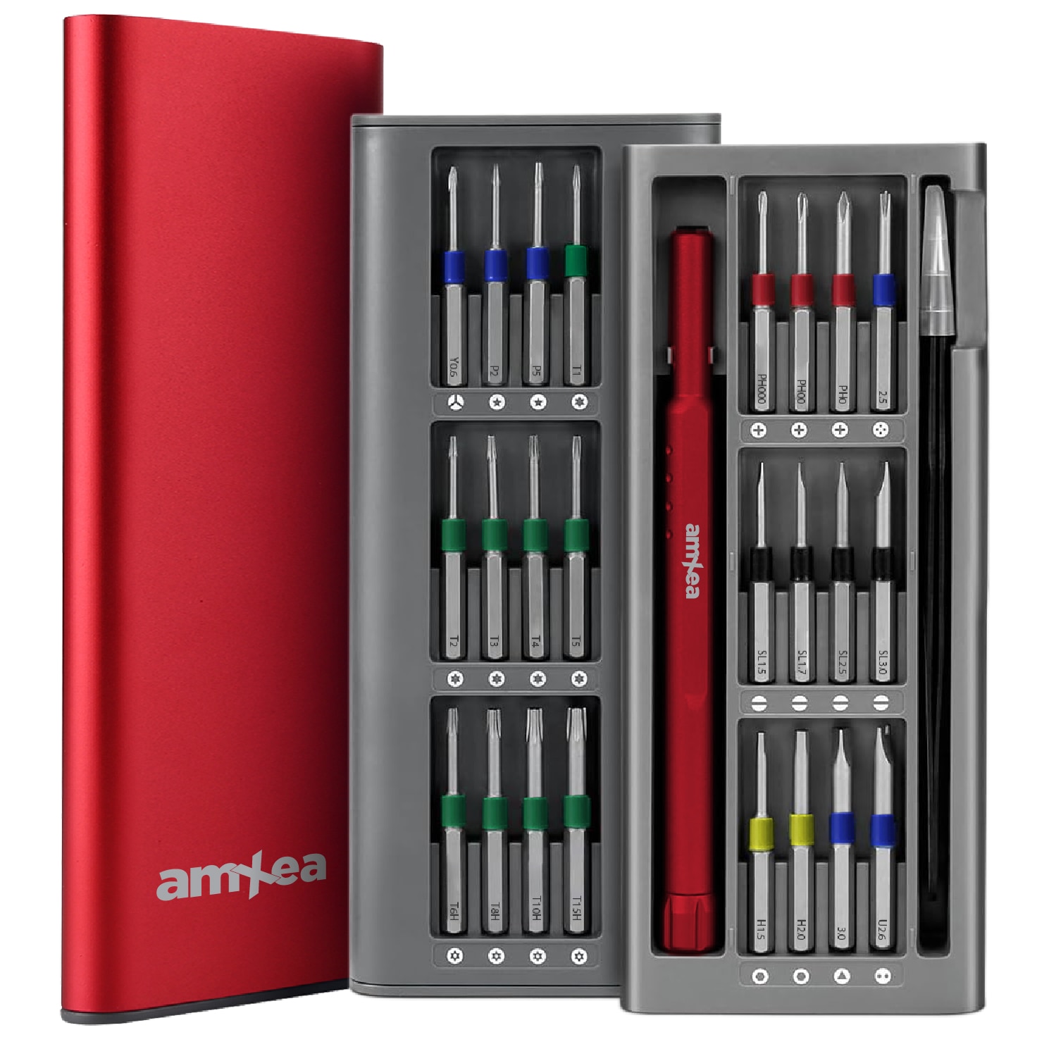 Set Surubelnita de precizie amXea KINT 26 Rosu, 24 biti lungi otel S2 ...