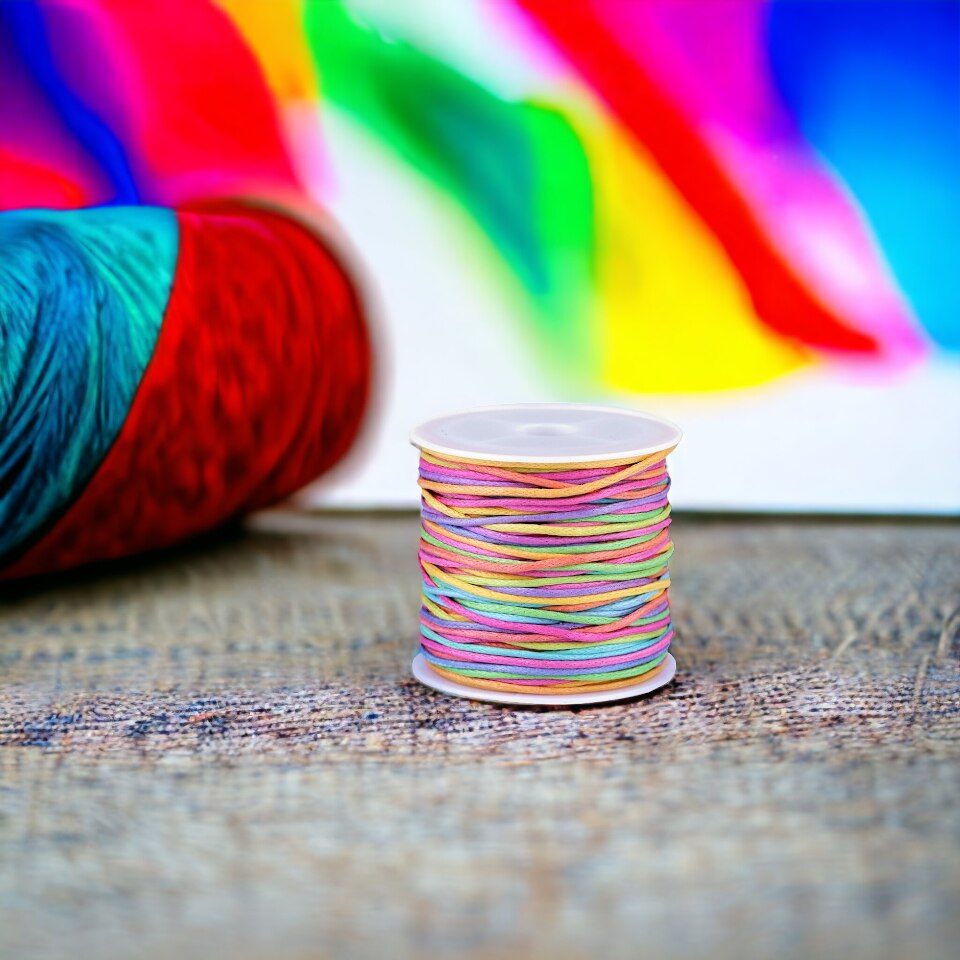 Snur curcubeu din bumbac, diametru 1 mm, lungime 20 m, Roz - eMAG.ro