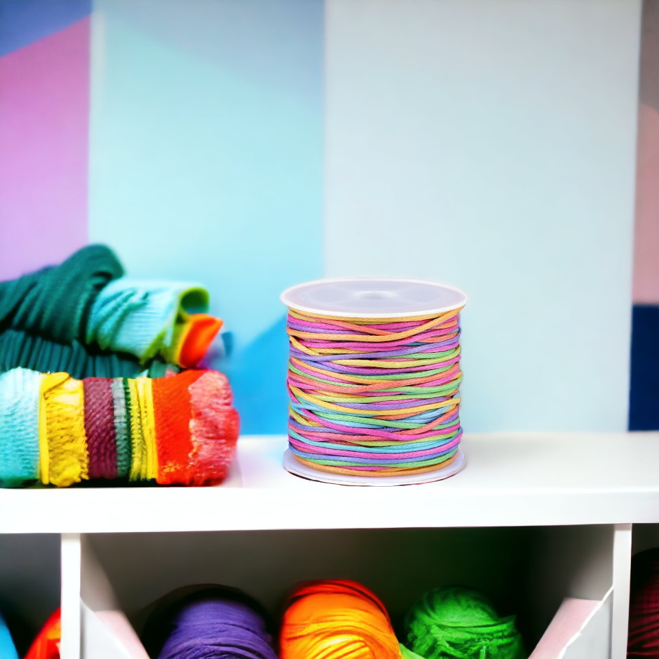 Snur curcubeu din bumbac, diametru 1 mm, lungime 20 m, Roz - eMAG.ro