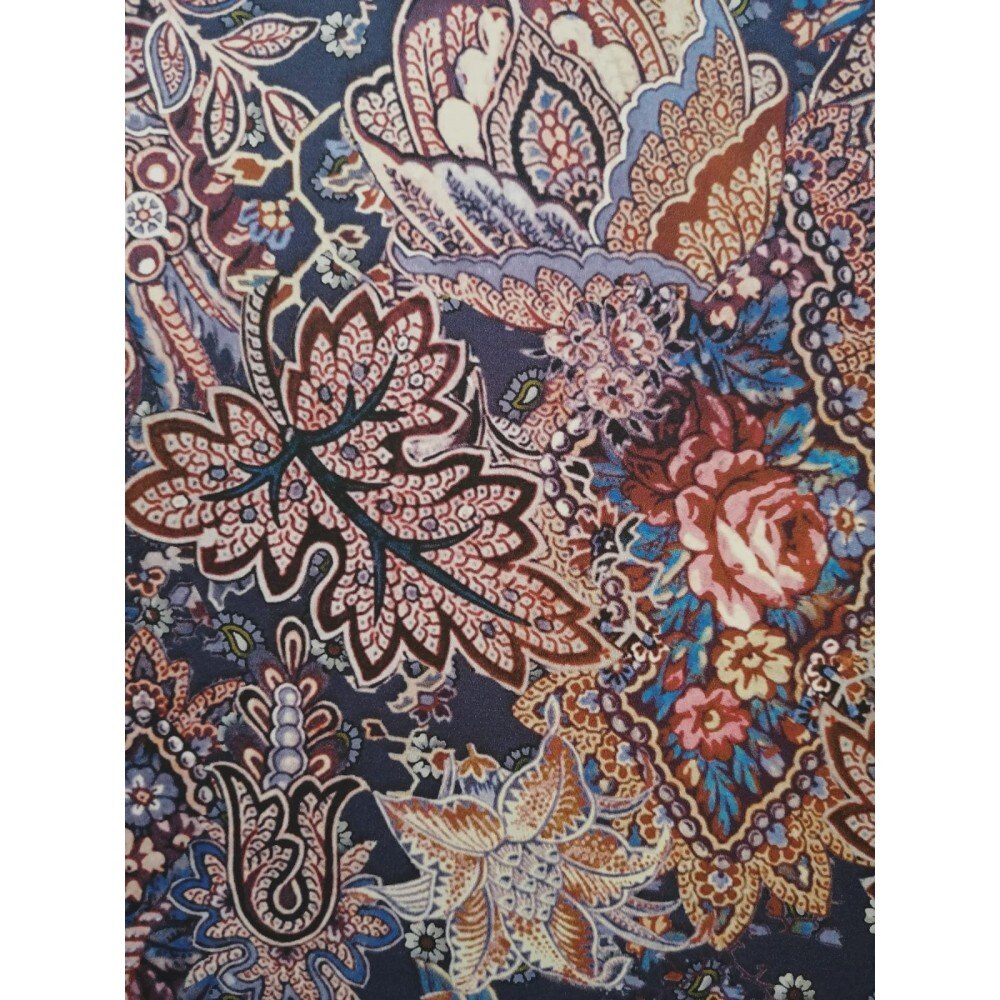 Tesatura din matase naturala - crepe de chine cu design floral si ...