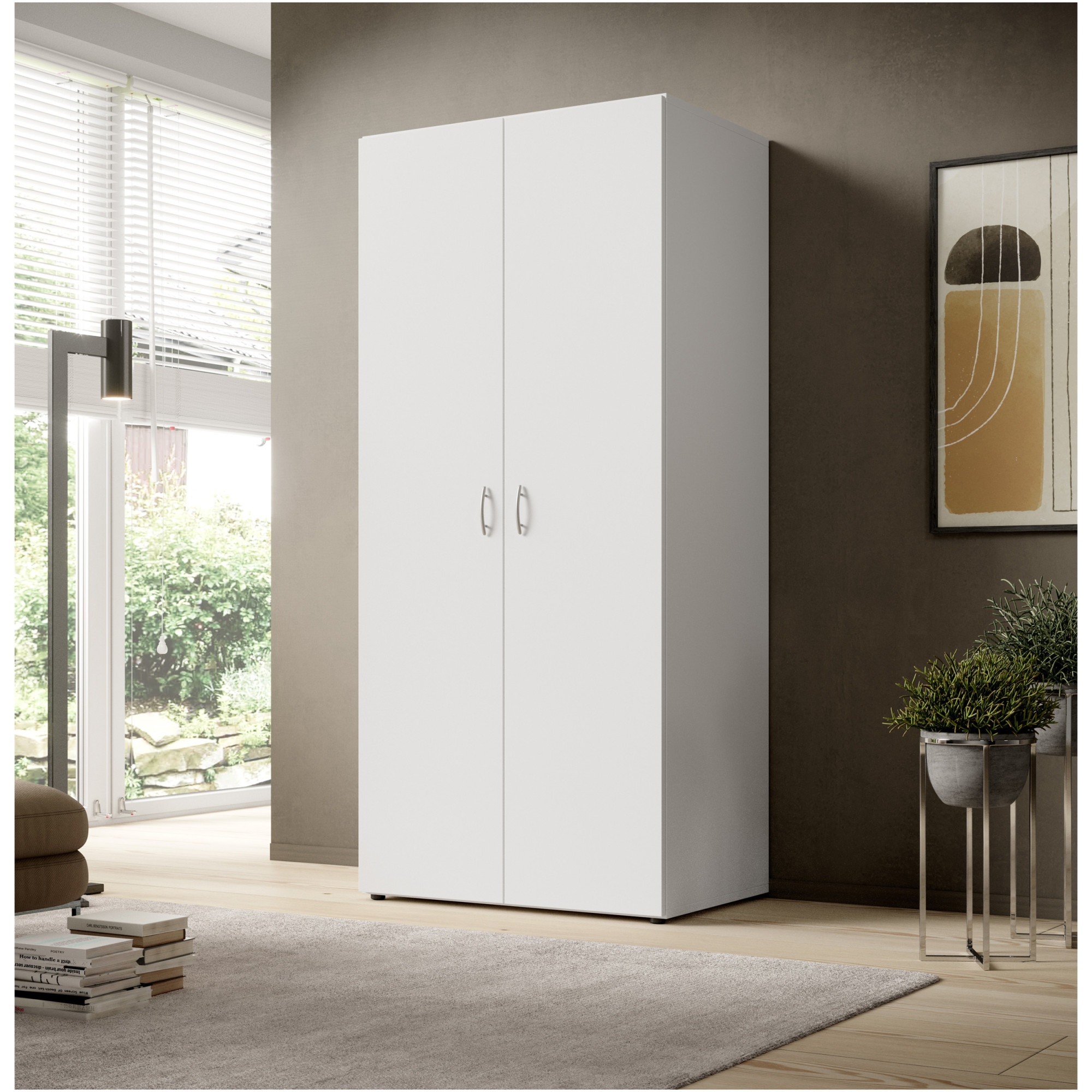 Dulap Base 2, 2 usi, 81x177x52 cm, PAL, Culoare Alb - eMAG.ro