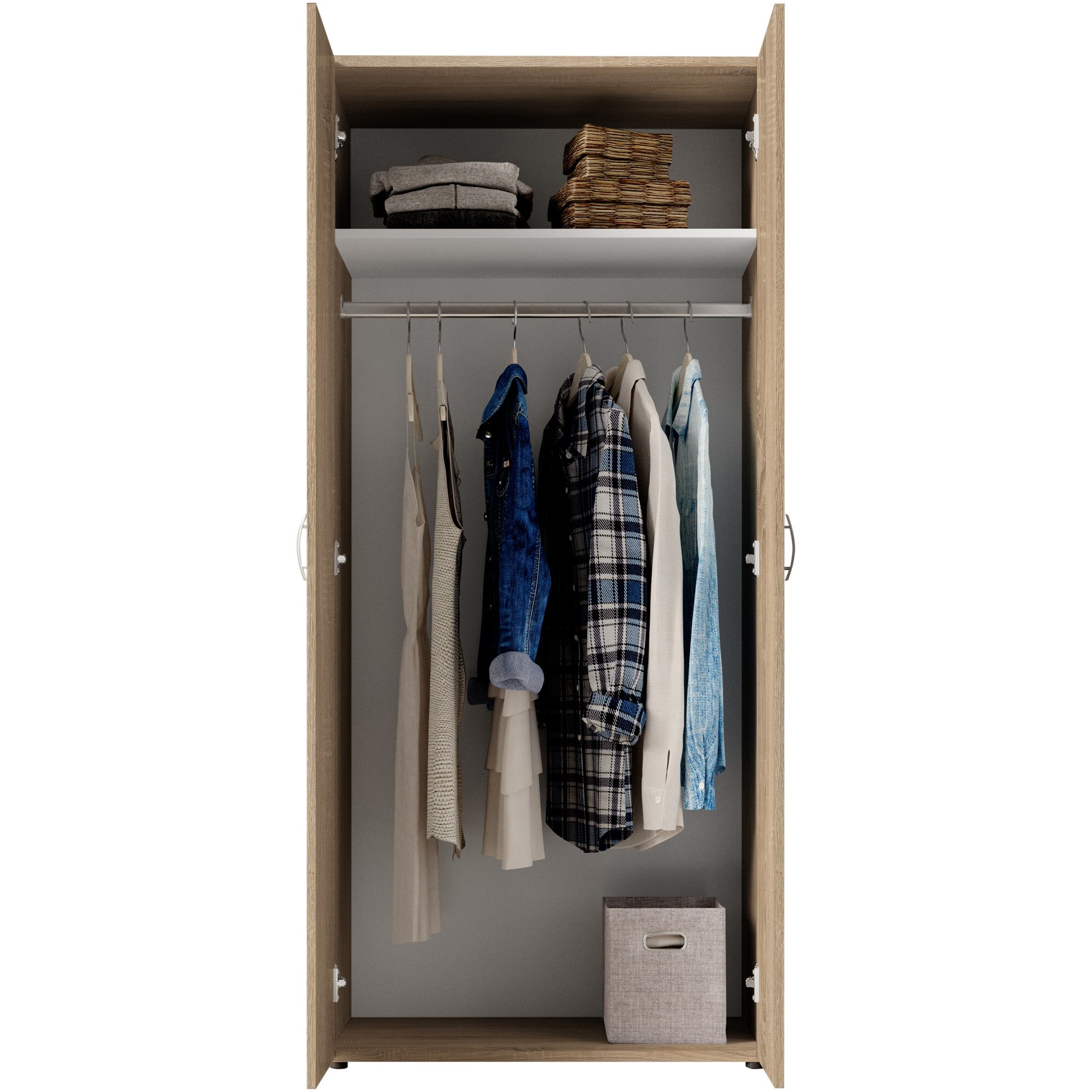 Dulap/Dressing Base 2, 2 usi, 81x177x52 cm, PAL, Culoare Sonoma - eMAG.ro