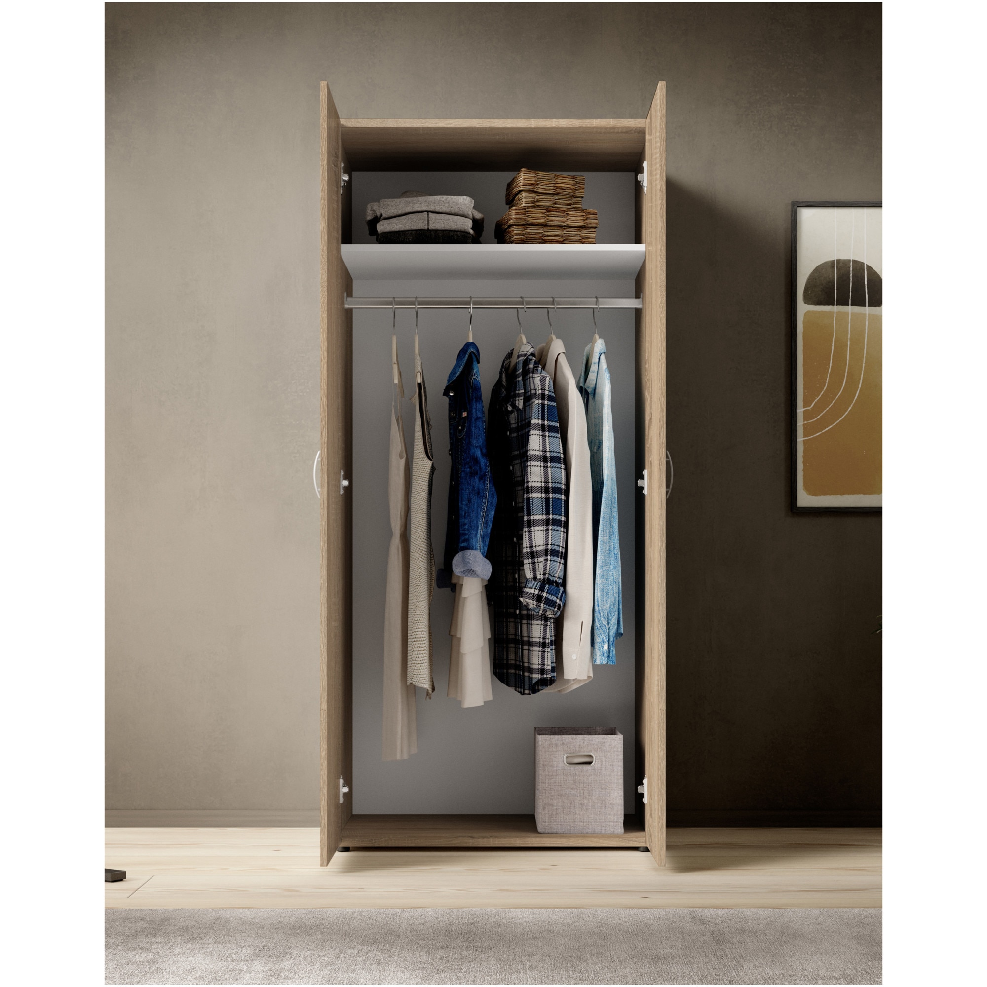 Dulap Base 2, 2 usi, 81x177x52 cm, PAL, Culoare Sonoma - eMAG.ro